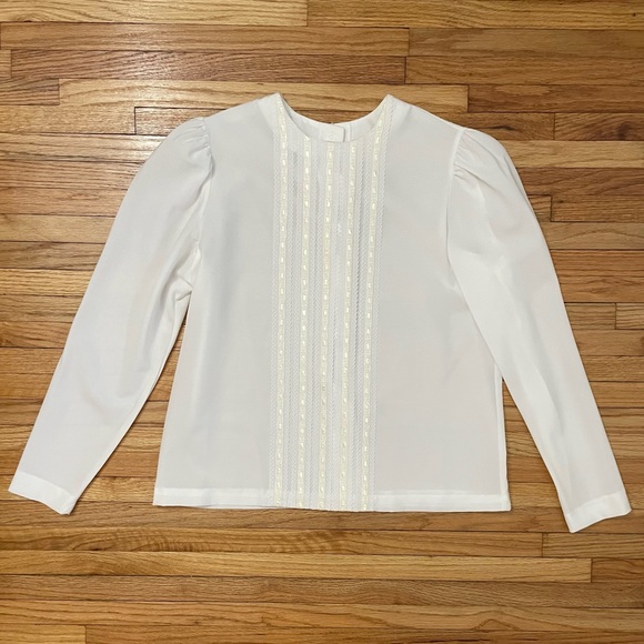 Vintage | Tops | Vintage White Button Back Top | Poshmark
